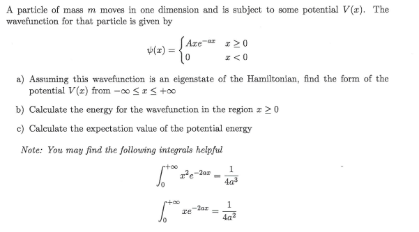 Solved A particle of mass m moves in one dimension and is | Chegg.com