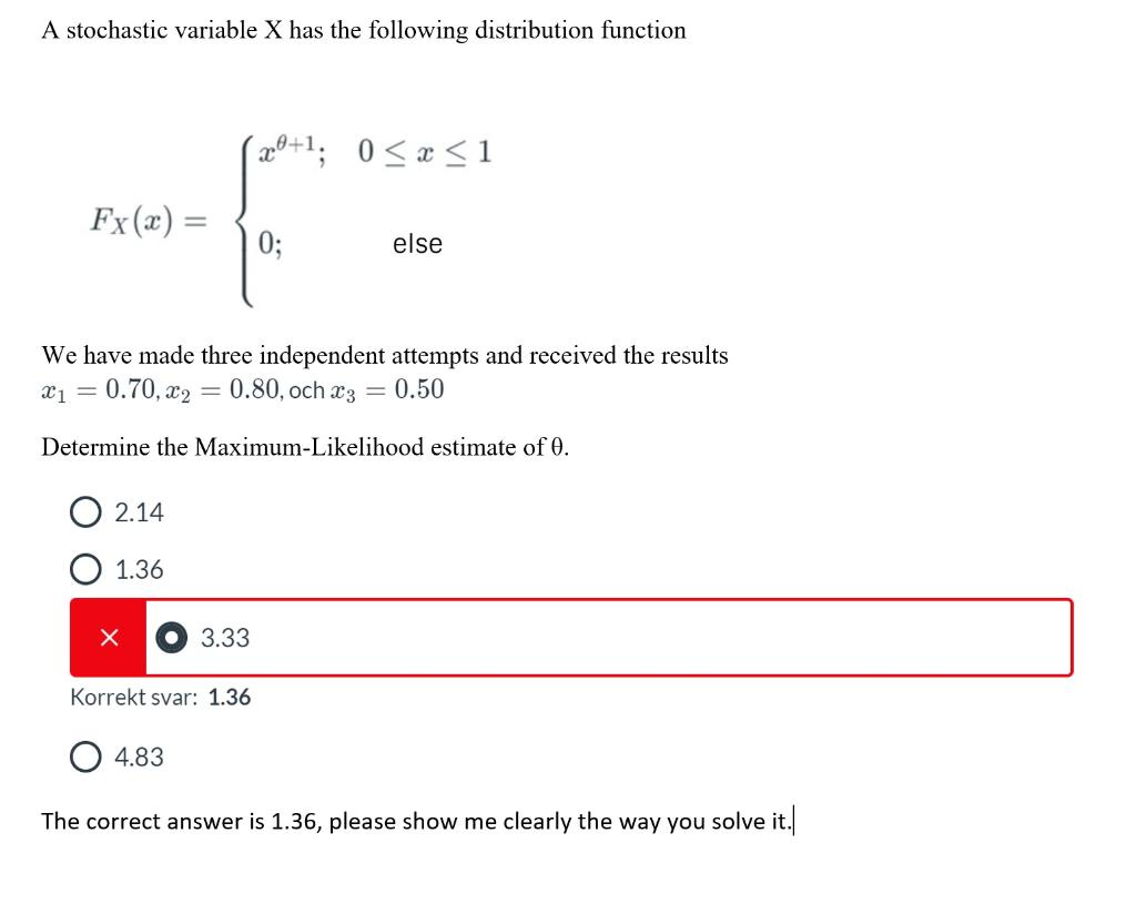 Solved A Stochastic Variable X Has The Following