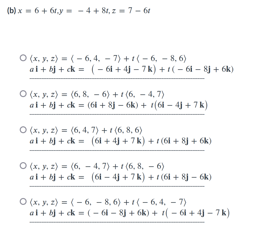 Solved Express the given parametric equations of a line | Chegg.com