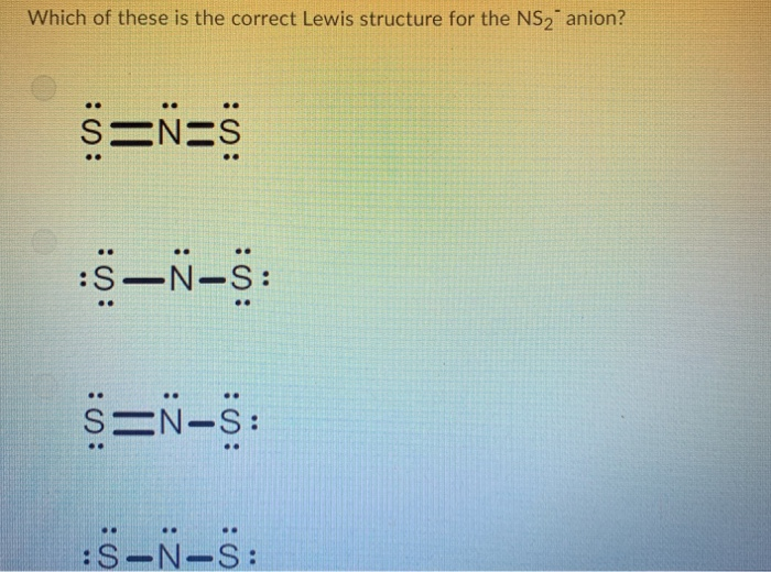 Solved Which of these is the correct Lewis structure for the | Chegg.com