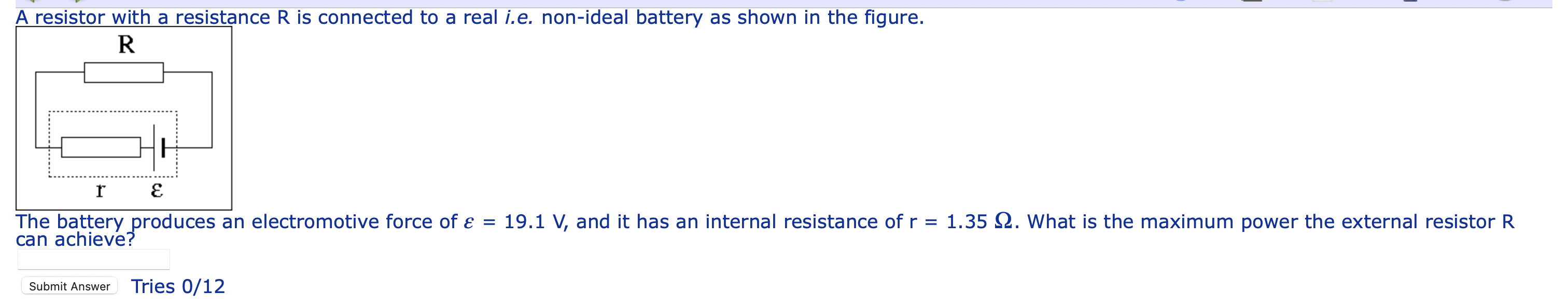 Solved A resistor with a resistance R is connected to a real | Chegg.com