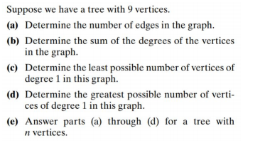 Solved Suppose we have a tree with 9 vertices. (a) Determine | Chegg.com