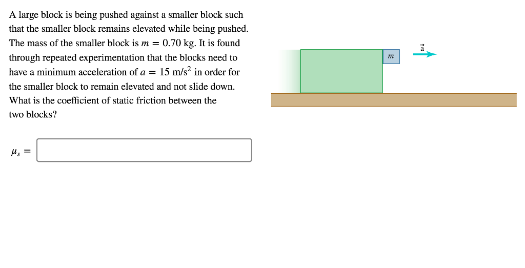Solved A large block is being pushed against a smaller block | Chegg.com