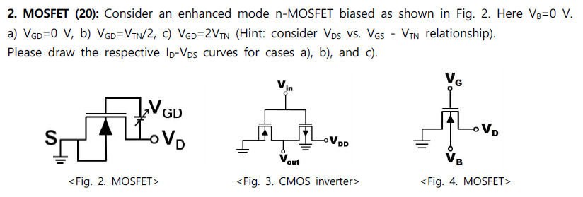 2. MOSFET (20): Consider an enhanced mode n-MOSFET | Chegg.com