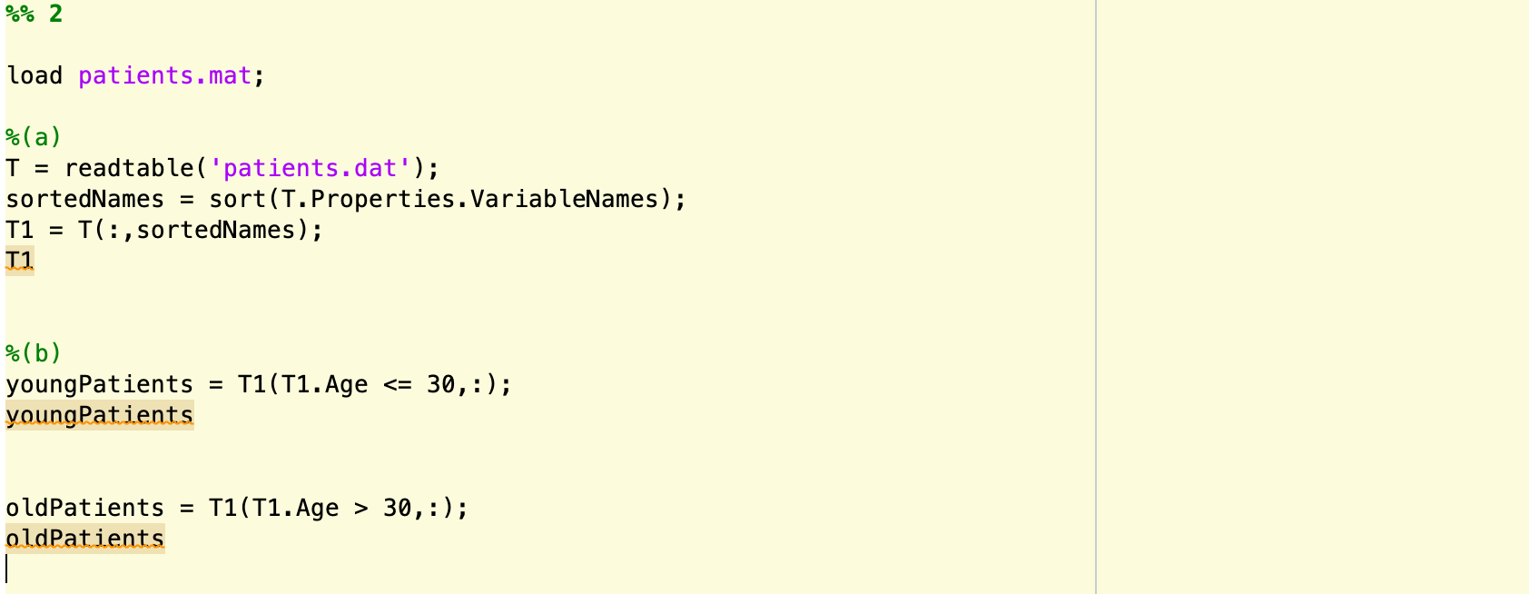 MATLAB Problem 2(c) Must use split-apply-combine | Chegg.com