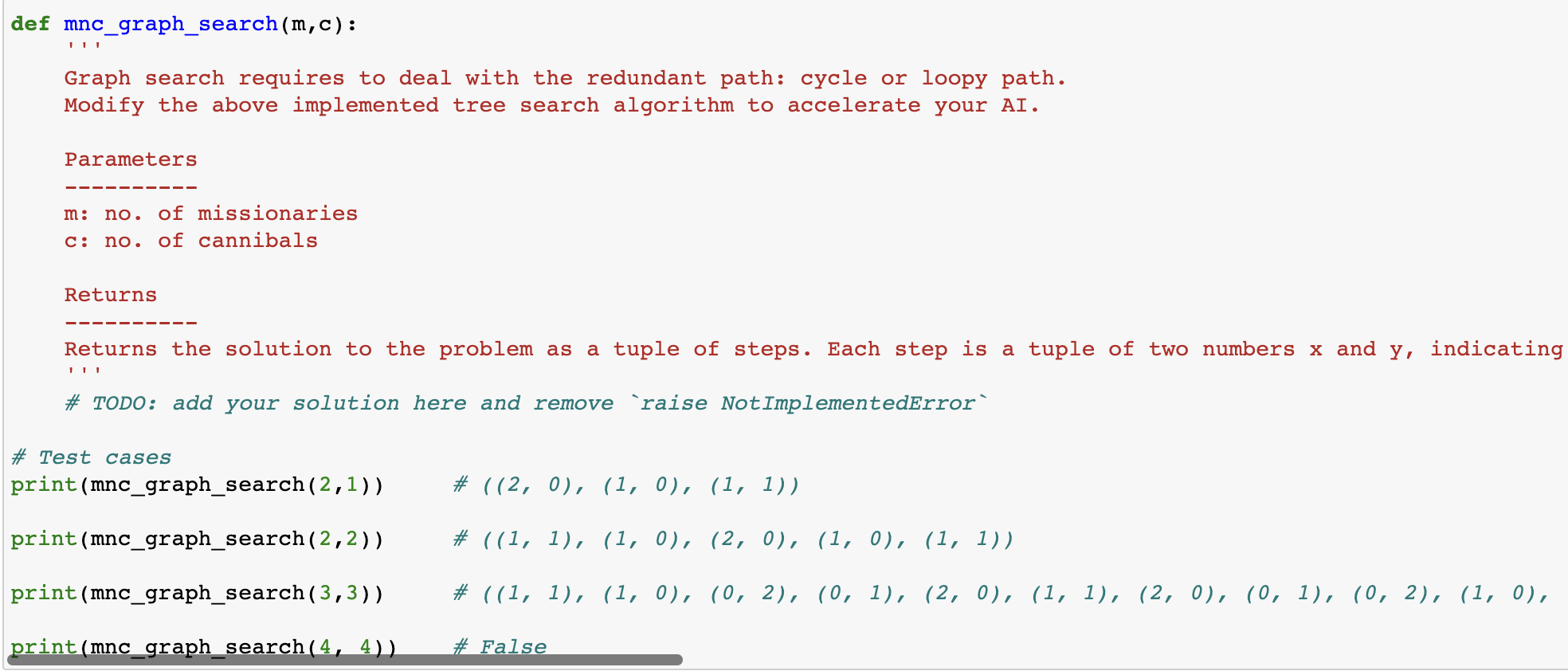 Solved Implmenet graph search that works on the same test | Chegg.com