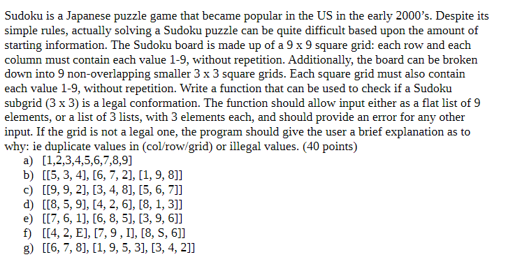 Solved Sudoku is a Japanese puzzle game that became popular | Chegg.com