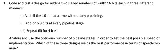 Solved Code and test a design for adding two signed numbers | Chegg.com