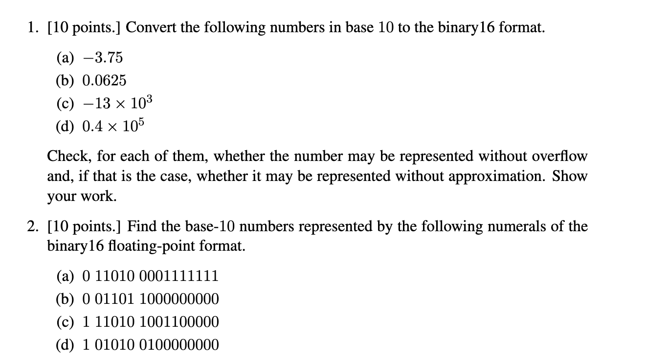 Solved 1. [10 points.] Convert the following numbers in base | Chegg.com