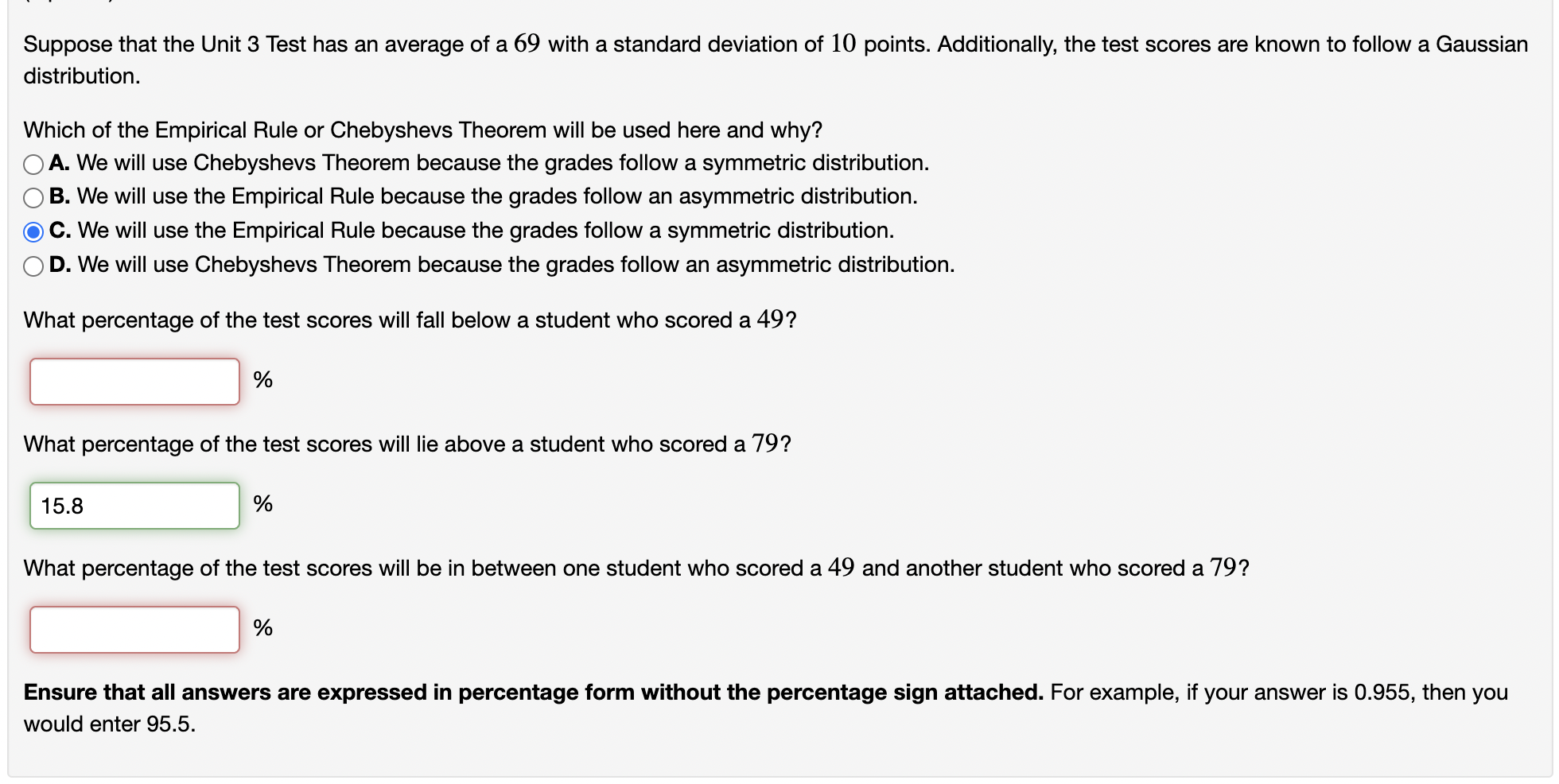 Solved Suppose that the Unit 3 Test has an average of a 69 | Chegg.com