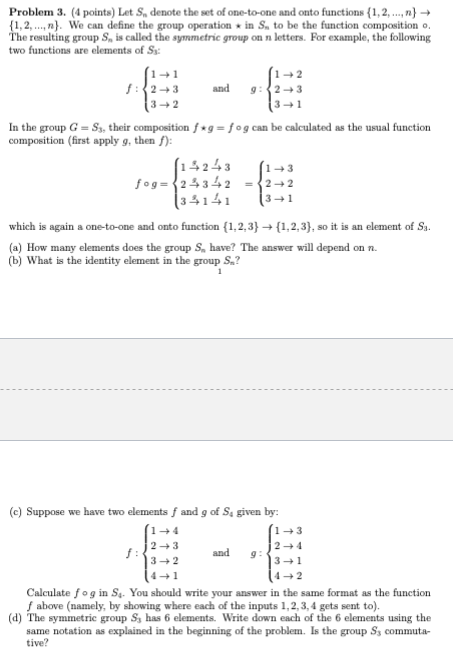 Solved Problem 3. (4 points) Let Sn denote the set of | Chegg.com