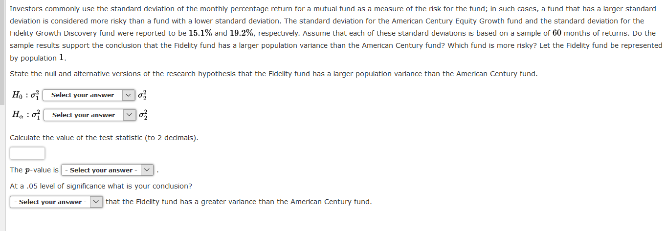 Solved Investors commonly use the standard deviation of the | Chegg.com