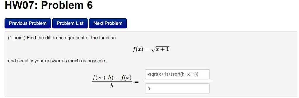 Solved HW07: Problem 6 Previous Problem Problem List Next | Chegg.com
