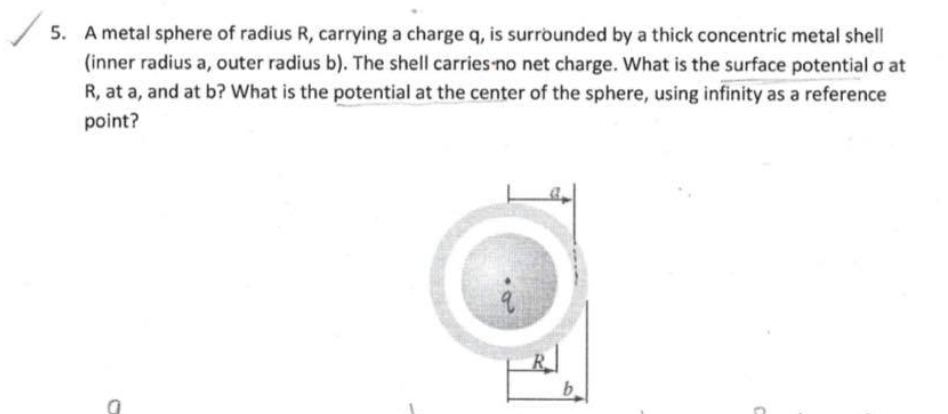 Solved 5. A metal sphere of radius R, carrying a charge q, | Chegg.com