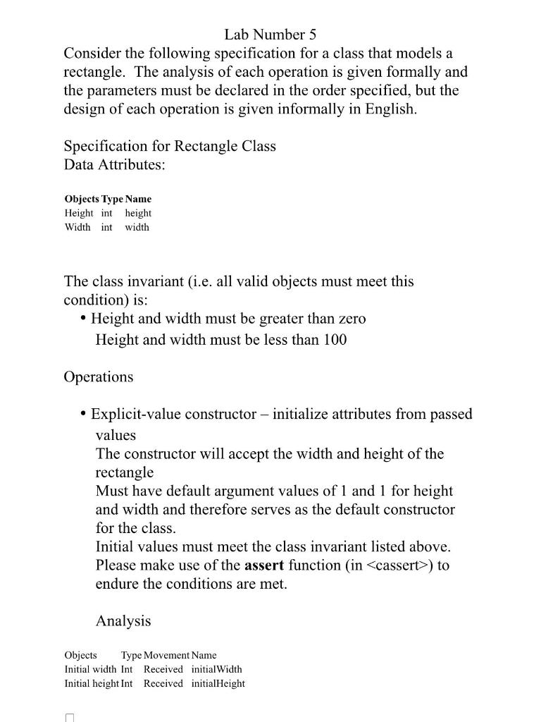 Solved The class invariant (i.e. all valid objects must meet | Chegg.com