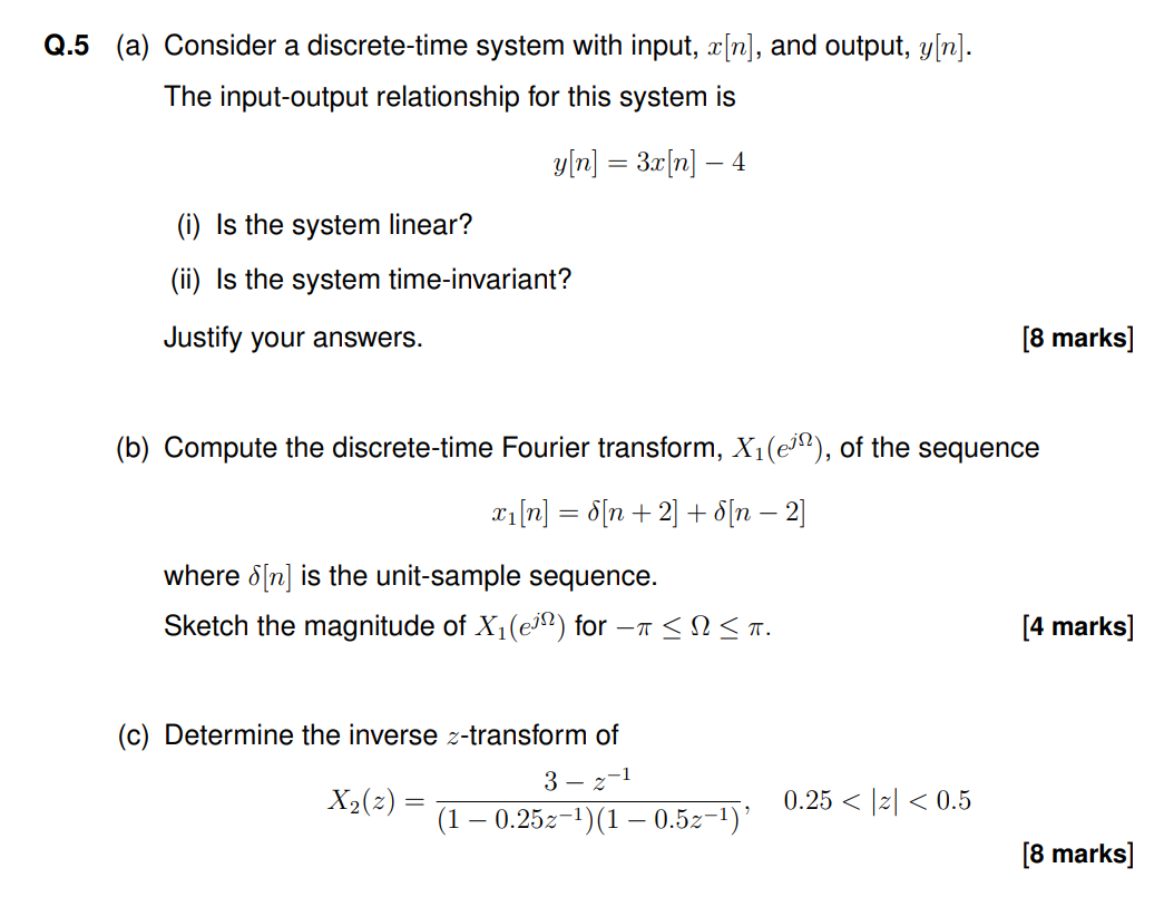 Solved (a) Consider a discrete-time system with input, x[n], | Chegg.com
