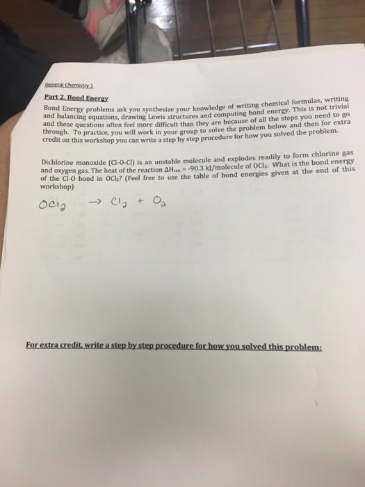 Solved Bond Energy problems and balancing ask you synthesize | Chegg.com