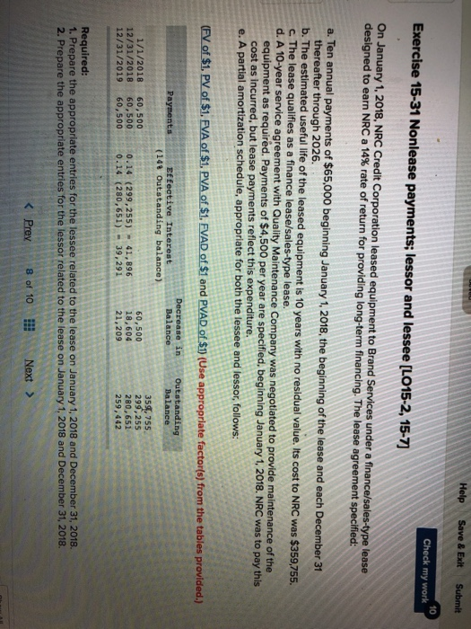 Solved Help Save& Exit Submit 10 Check my work Exercise | Chegg.com