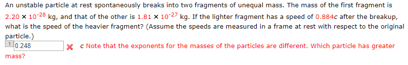 Solved An unstable particle at rest spontaneously breaks | Chegg.com