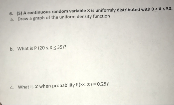 Solved 6 5 A Continuous Random Variable X Is Uniformly
