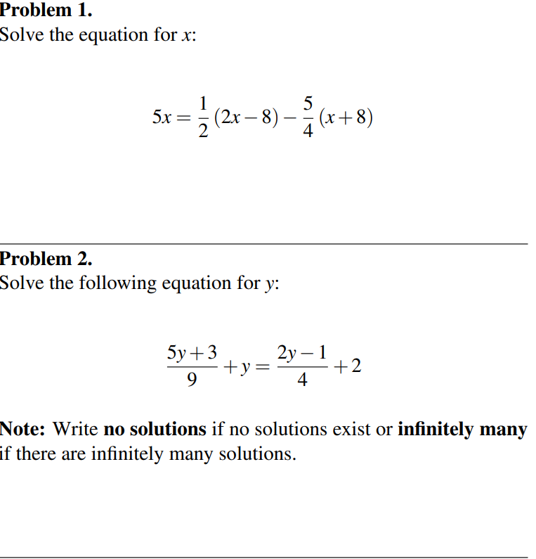 Solved Problem 1. Solve the equation for x : | Chegg.com