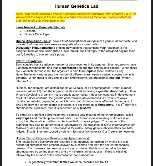 Solved Human Genetics Lab Note: You will be emailed a unique | Chegg.com