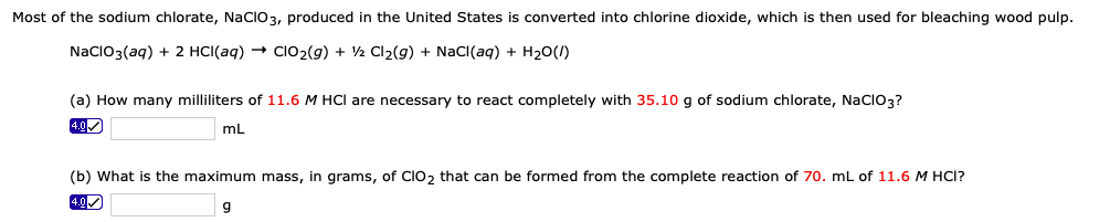 Solved Most of the sodium chlorate, NaClO 3, produced in the | Chegg.com