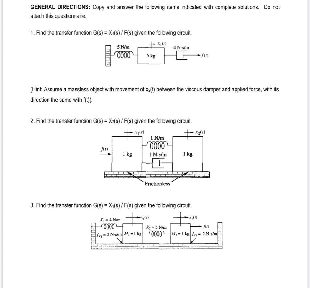 Solved GENERAL DIRECTIONS: Copy and answer the following | Chegg.com
