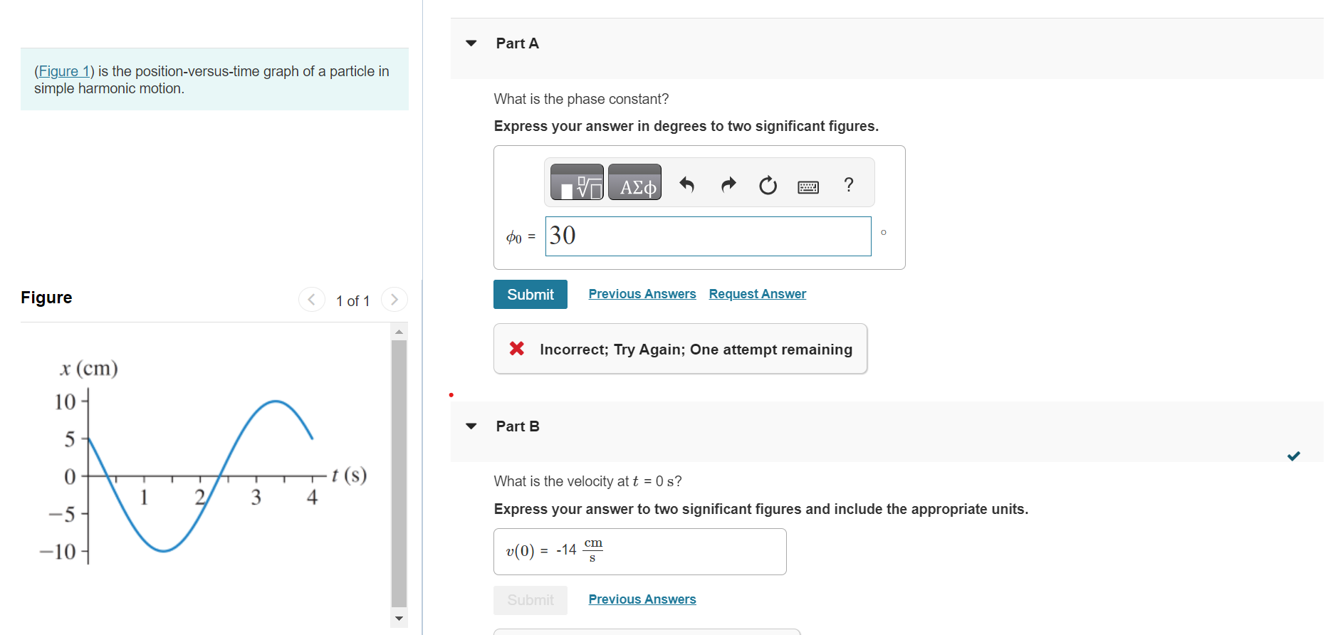 Solved (Figure 1) is the position-versus-time graph of a | Chegg.com