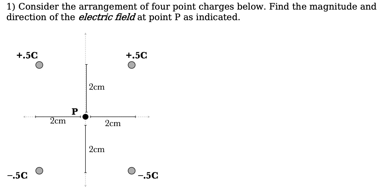 Solved 1) Consider the arrangement of four point charges | Chegg.com