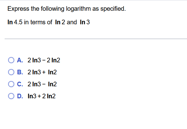 Solved Express the following logarithm as specified.In 4.5 | Chegg.com