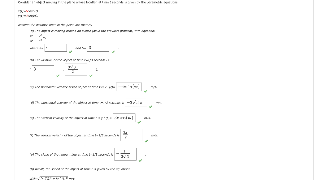Solved Consider An Object Moving In The Plane Whose Location