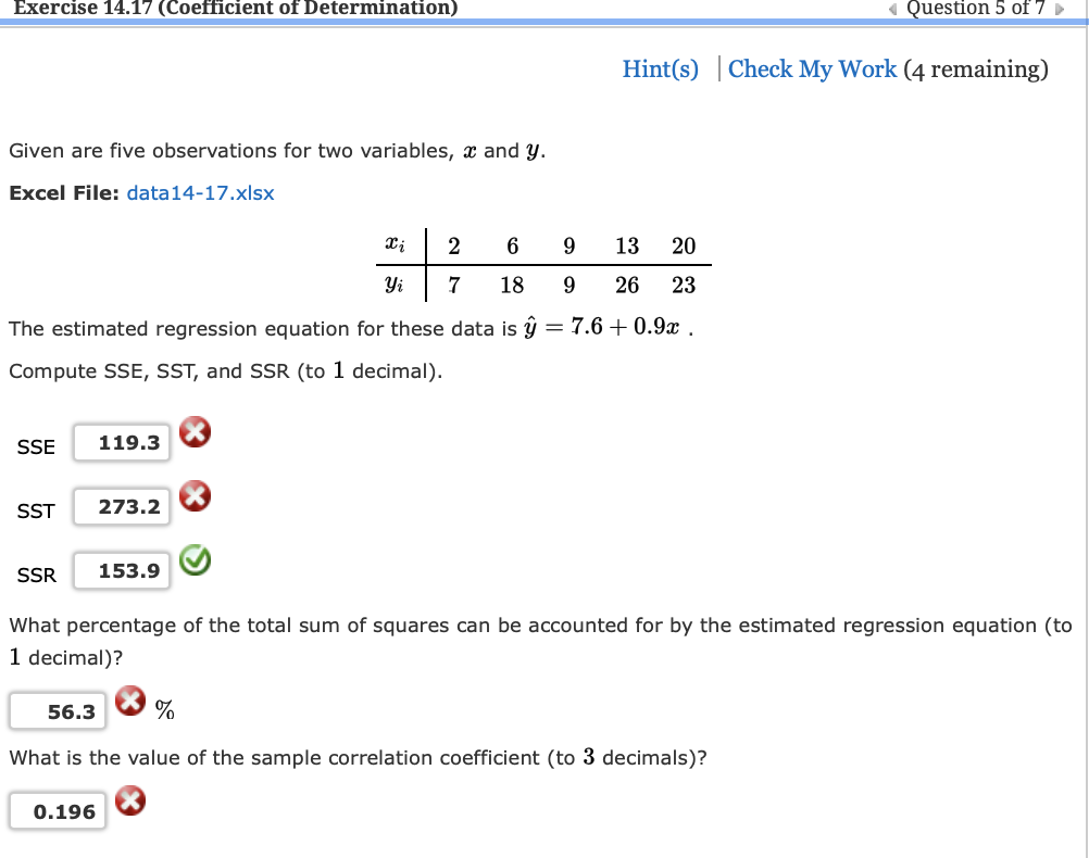 Solved Exercise 14.17 (Coefficient of Determination) | Chegg.com
