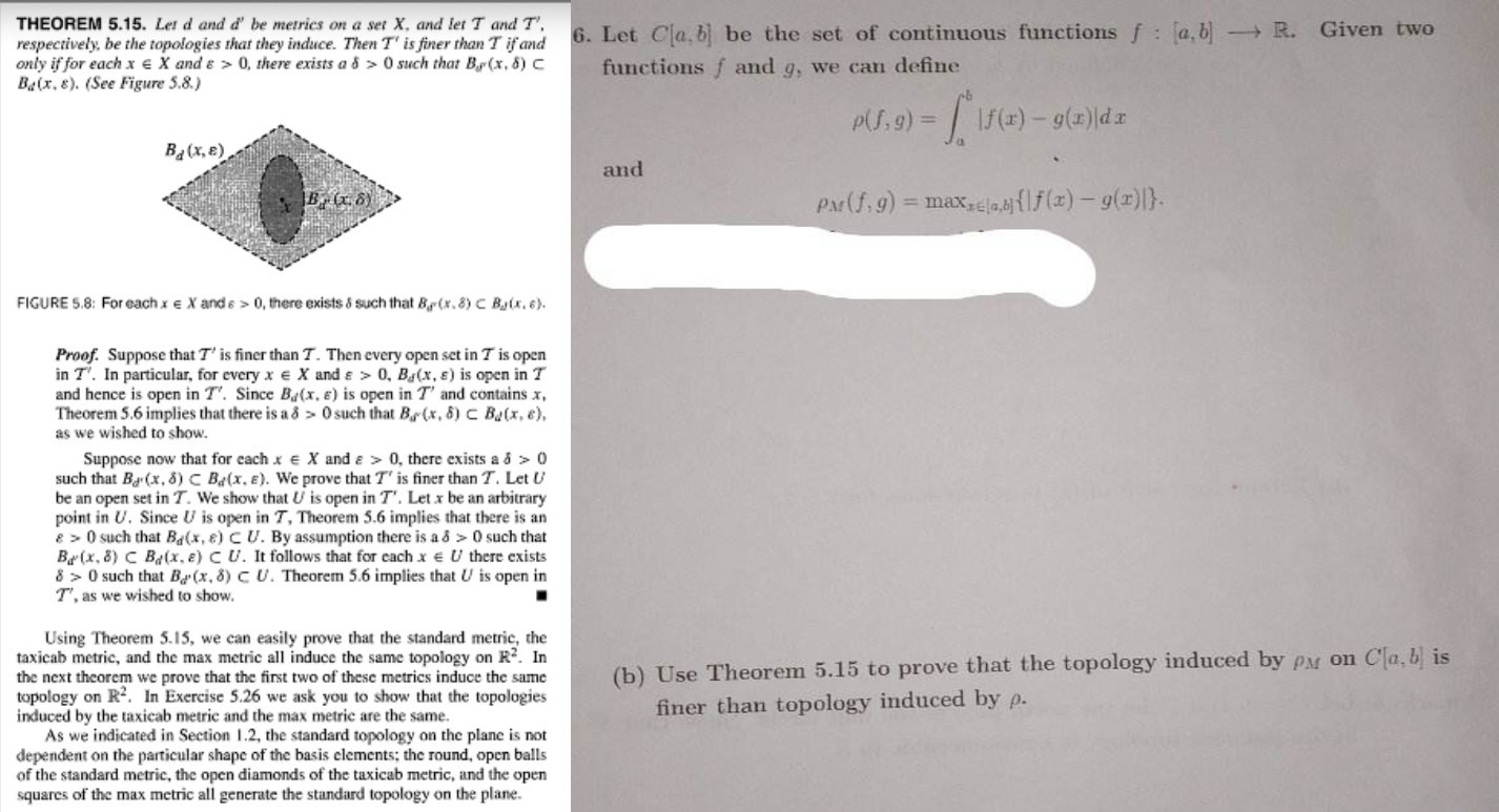Solved THEOREM 5.15. Let d and d′ be metrics on a set X, and | Chegg.com