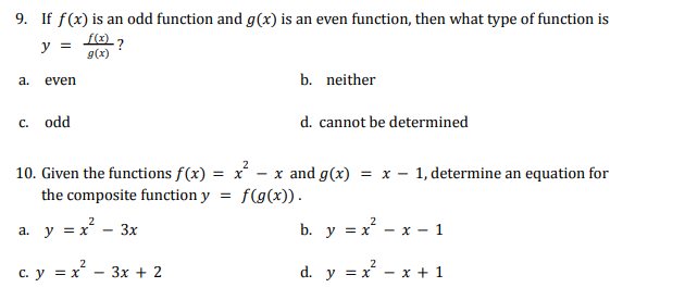 Solved 9 If F X Is An Odd Function And G X Is An Even