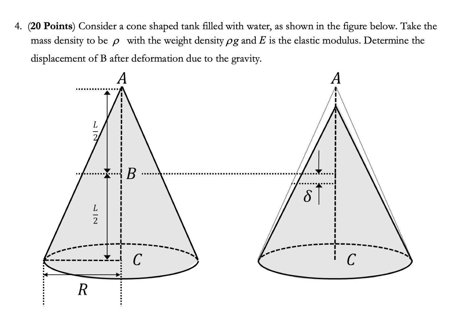 Solved 4. (20 Points) Consider a cone shaped tank filled | Chegg.com