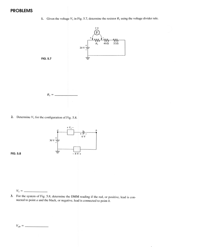 Solved 1. Given the voltage V1 in Fig. 5.7, determine the | Chegg.com