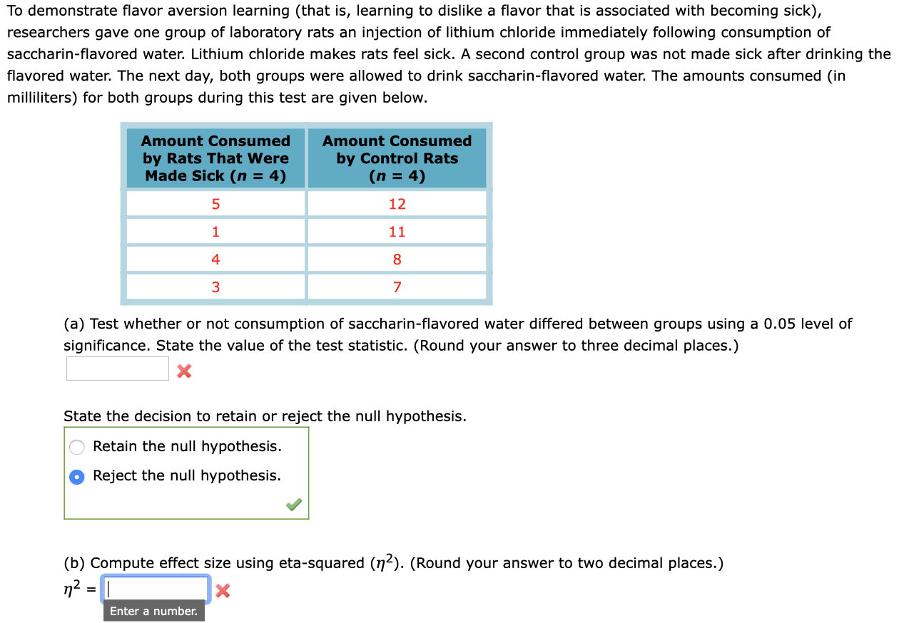 Solved To demonstrate flavor aversion learning (that is, | Chegg.com