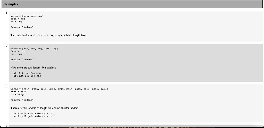 Solved APT: Word Ladder I Problem Statement Class A word | Chegg.com
