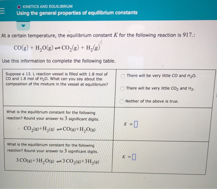 Solved O KINETICS AND EQUILIBRIUM -Using the general | Chegg.com