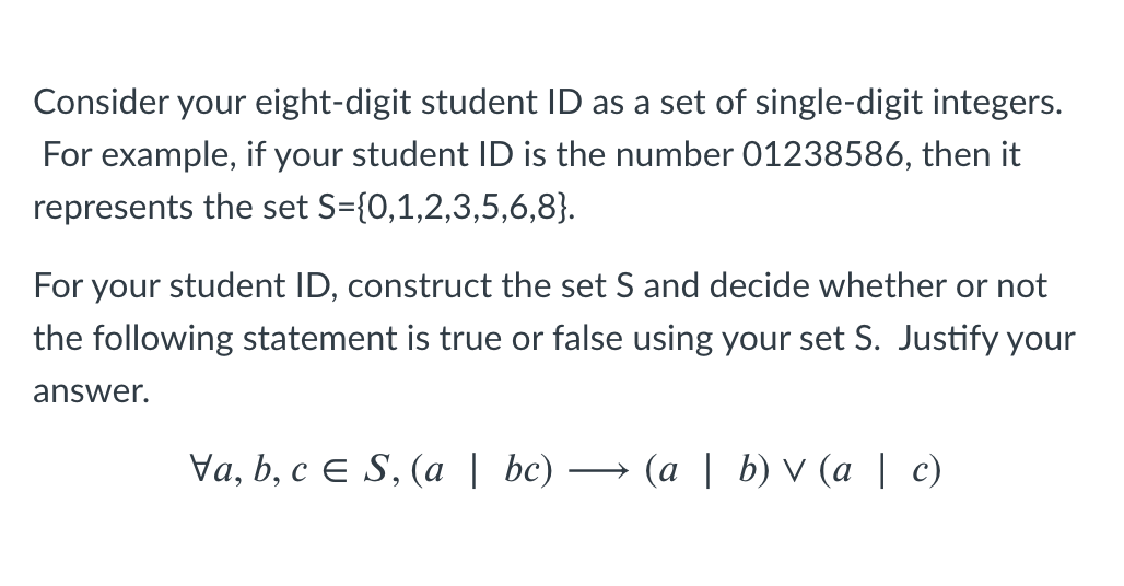 Solved Consider your eight-digit student ID as a set of | Chegg.com