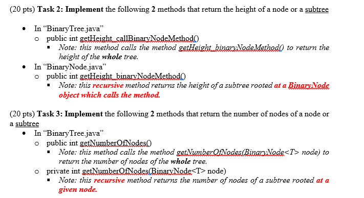 Solved (20 pts) Task 2: Implement the following 2 methods | Chegg.com