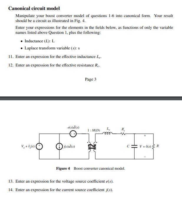 Solved Canonical circuit model Manipulate your boost | Chegg.com