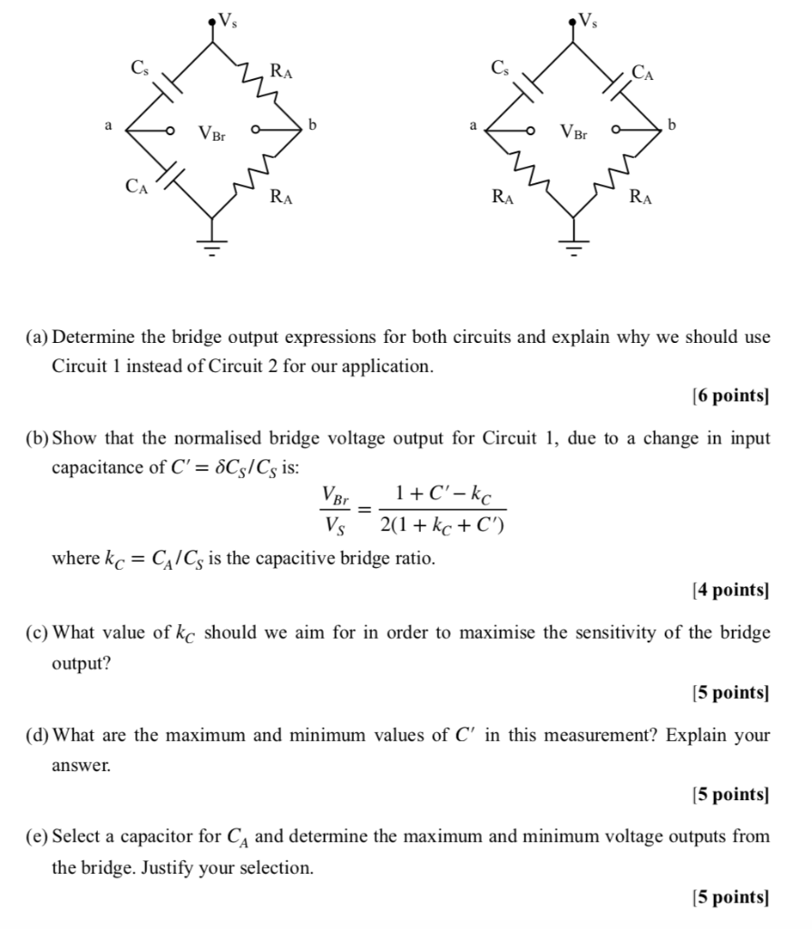 Solved to VB a (a) Determine the bridge output expressions | Chegg.com