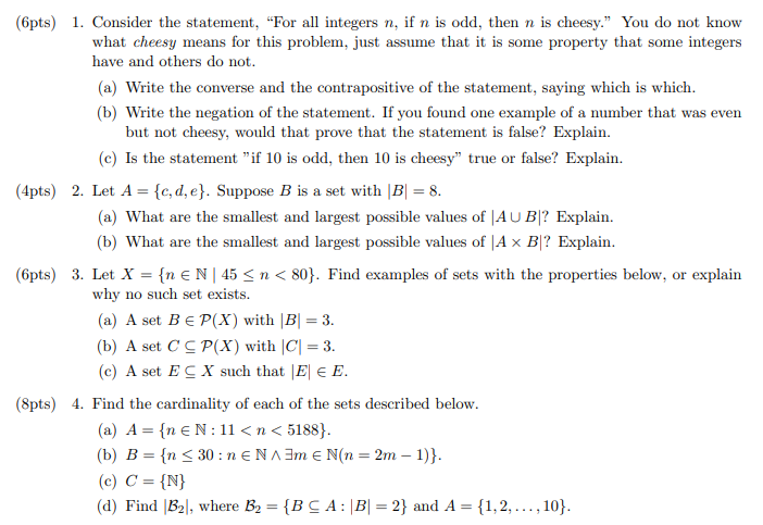 Solved (6pts) 1. Consider the statement, "For all integers | Chegg.com