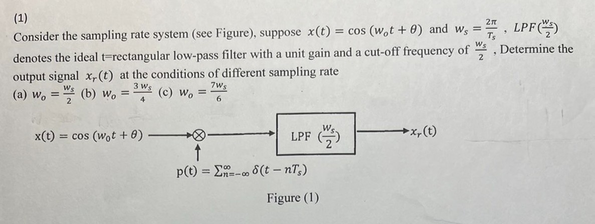 Solved (1)Consider the sampling rate system (see Figure), | Chegg.com