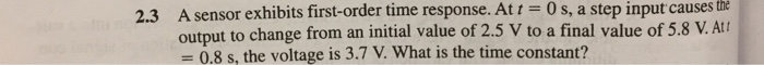 Solved A sensor exhibits first-order time response. At t = 0 | Chegg.com