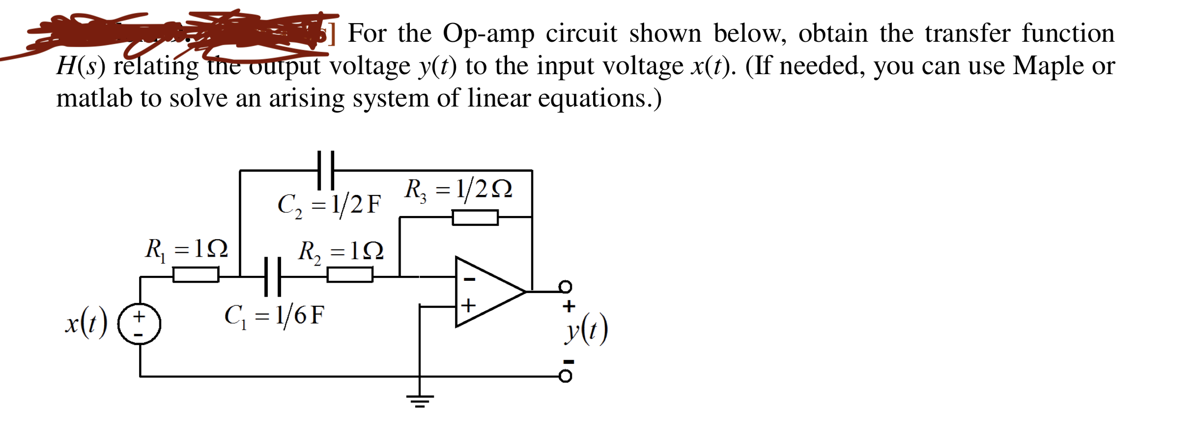 Solved s] For the Op-amp circuit shown below, obtain the | Chegg.com