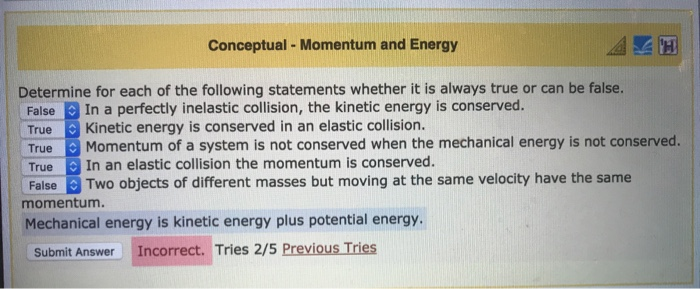 Solved Conceptual - Momentum and Energy Determine for each | Chegg.com