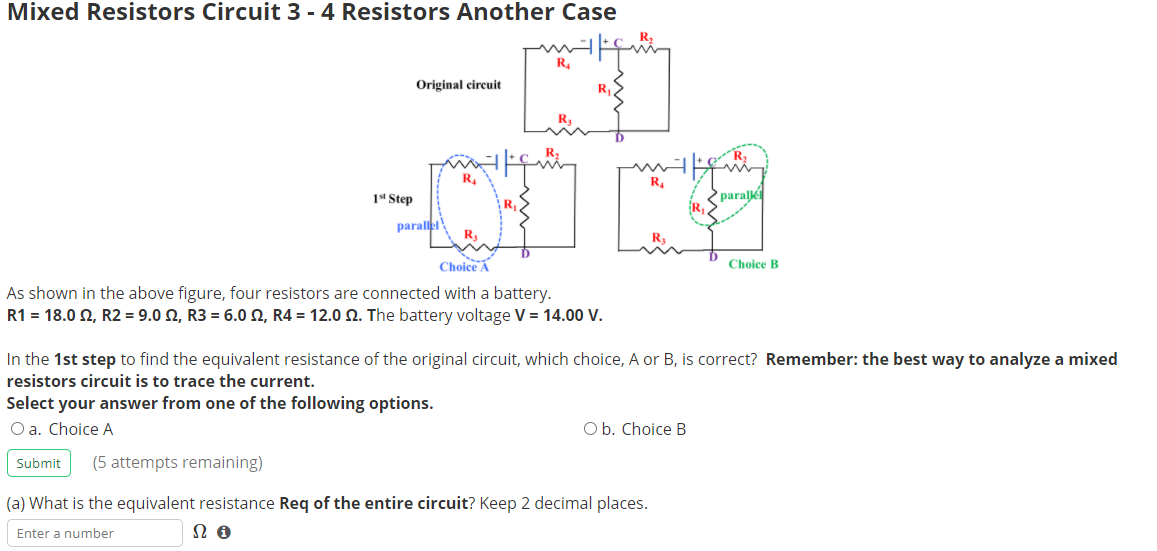 Solved Mixed Resistors Circuit 3 - 4 Resistors Another Case | Chegg.com